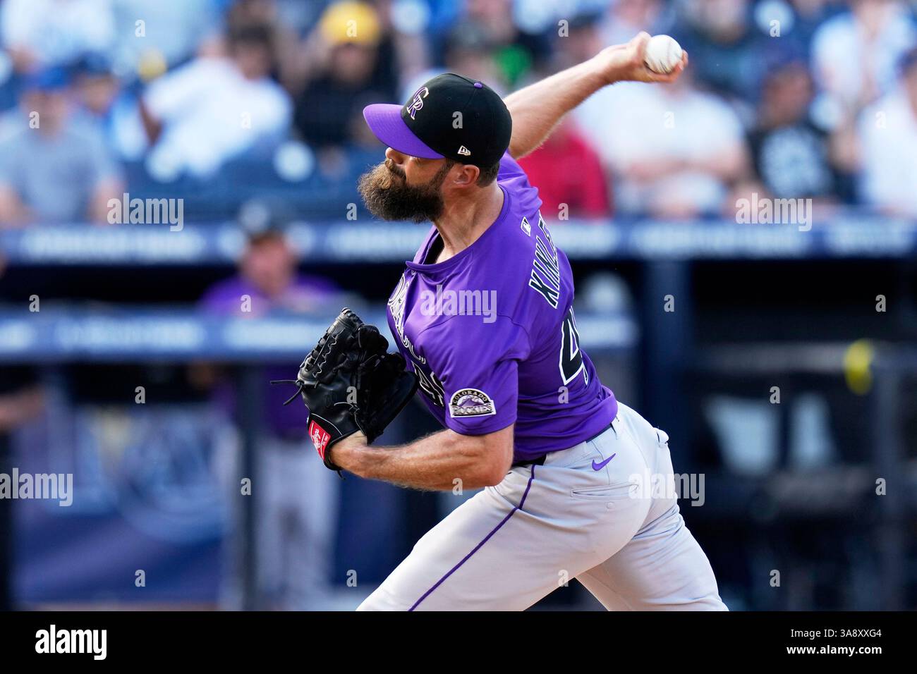 Colorado Rockies pitcher Tyler Kinley against the Tampa Bay Rays during ...