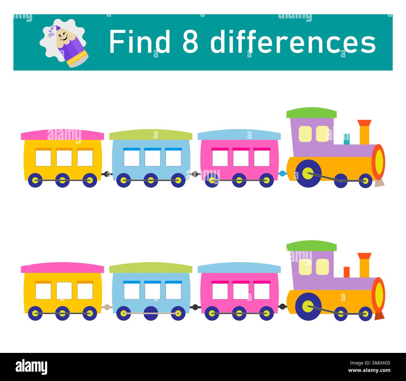 Find 8 differences. Logic puzzle game for children. Preschool worksheet ...