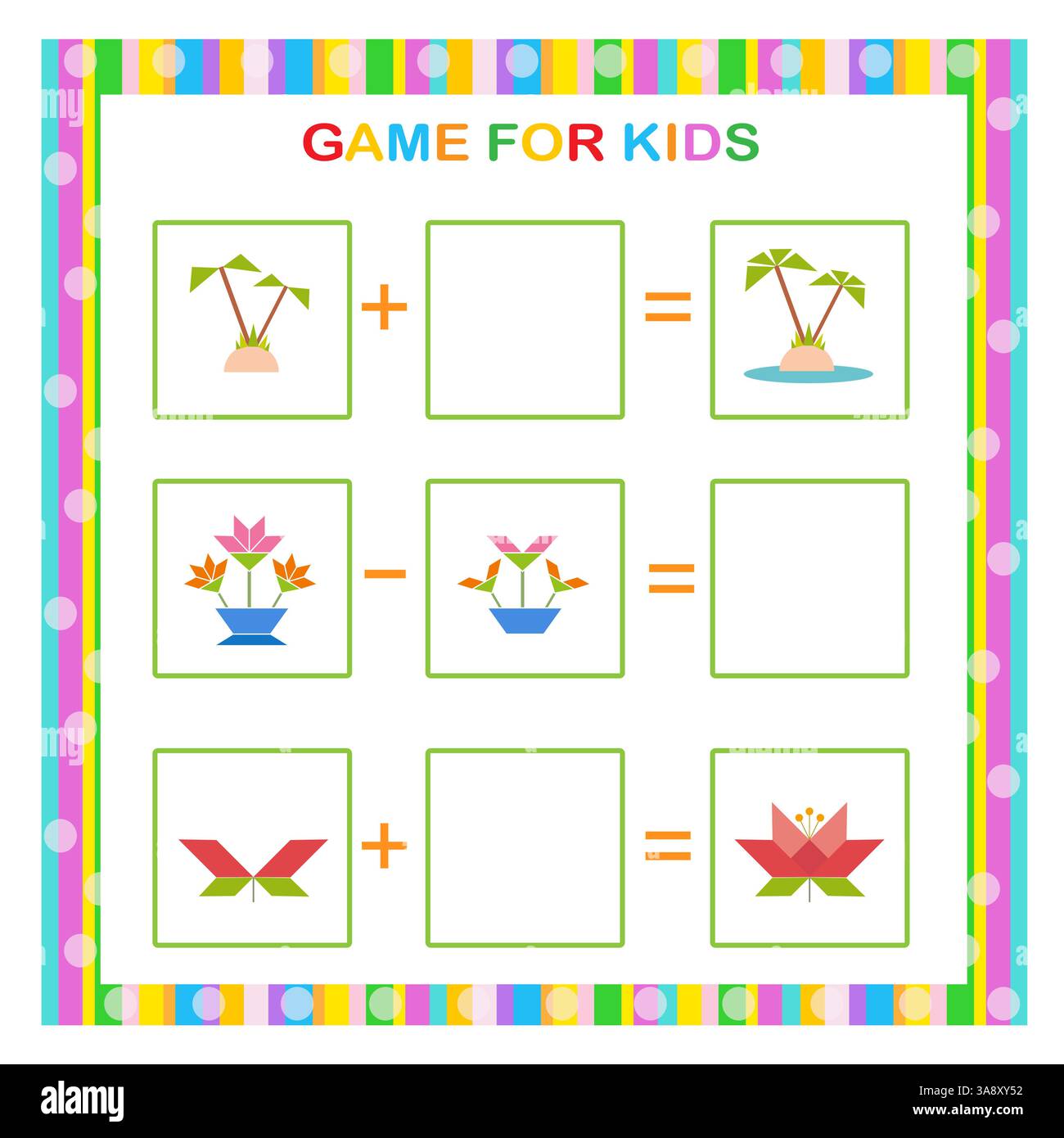 Educational game for kids. Find and draw the missing parts. Children ...
