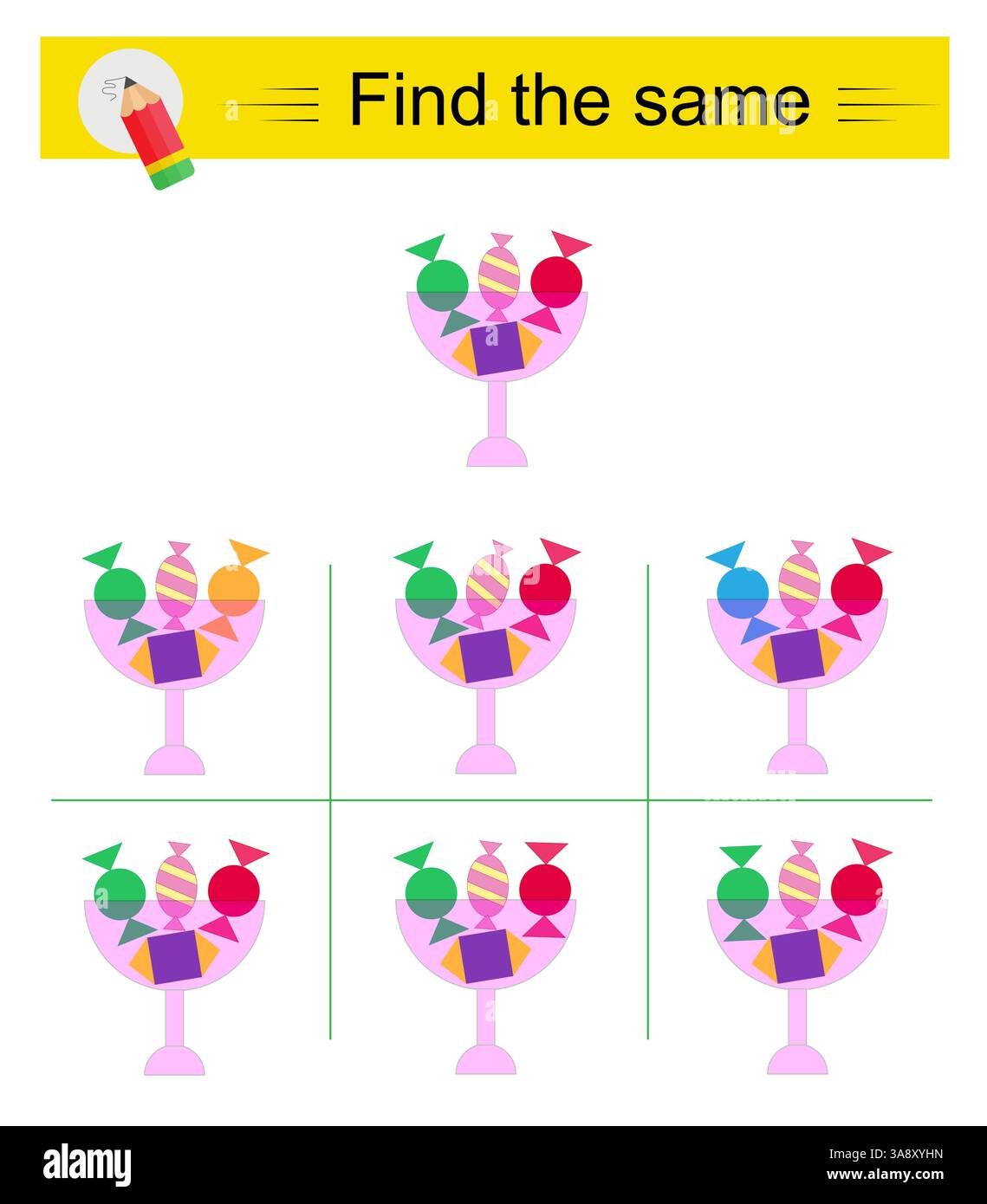 Puzzle game for kids. Task for development of attention and logic. Need to find the exact same ...