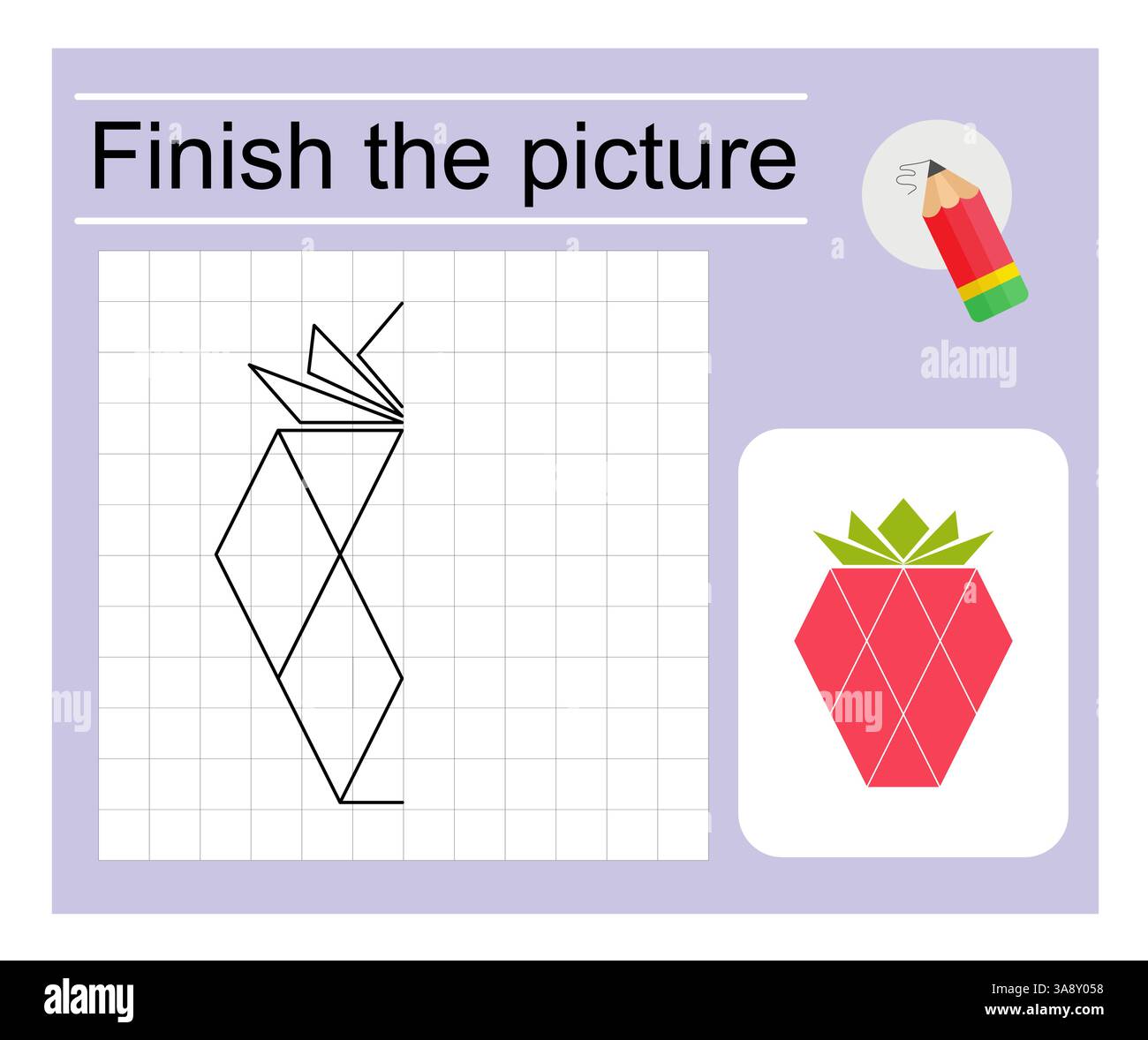 Educational game for children. Finish the picture - cartoon strawberry ...
