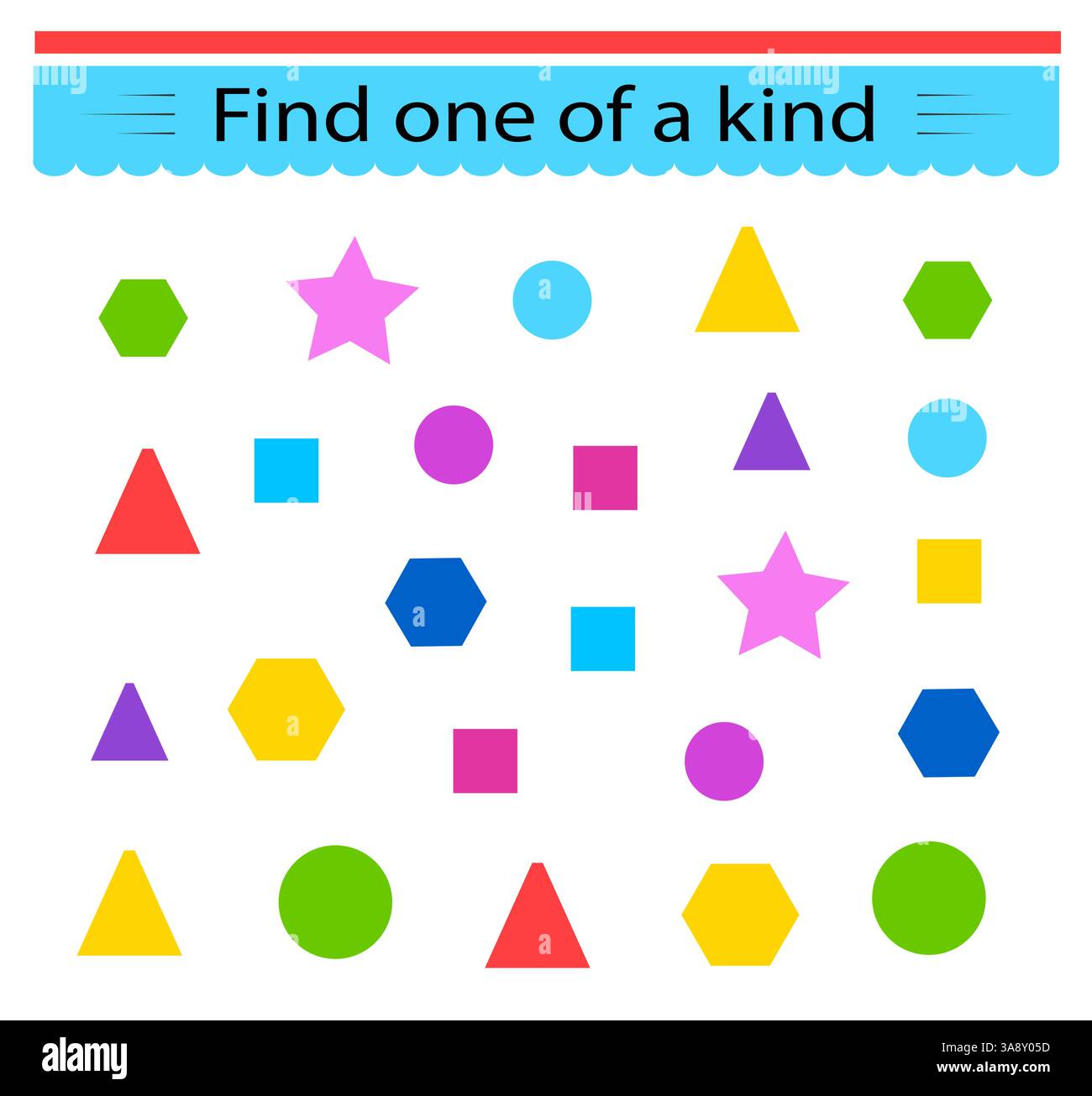 Educational game for kids. Need to find one of a kind geometric shape. Visual intelligence ...