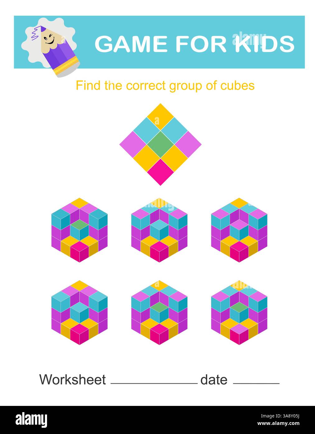 Find the correct group of cubes. Logical game. Attention tasks for ...