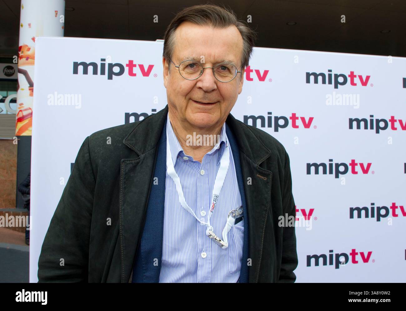 Cannes, France - April 09, 2018: MIPTV Cannes with TV Manager Hans Mahr ...