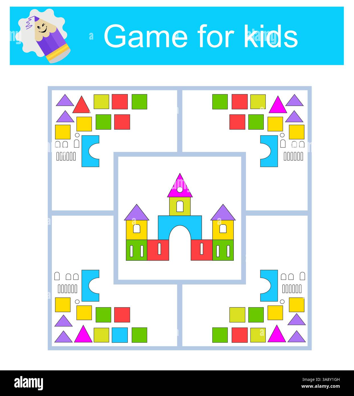 Educational logical game for kids. Find the right set of geometric ...