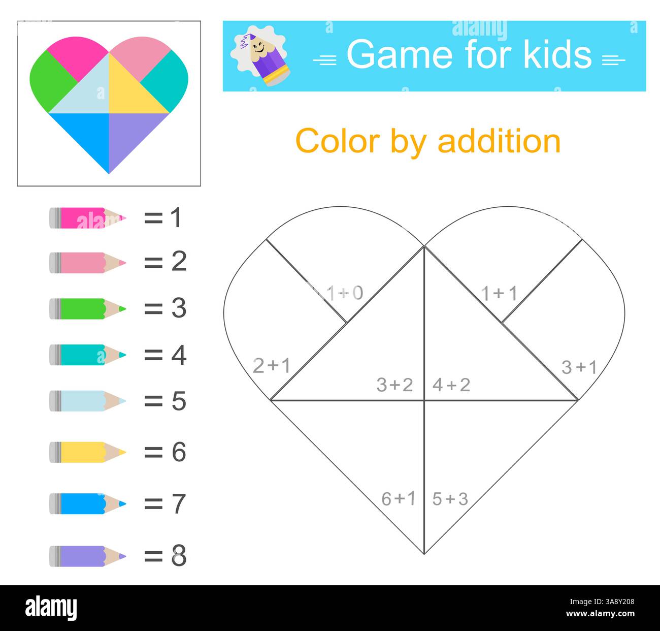 Color by addition. Math activity for kids. Developing numeracy skills ...
