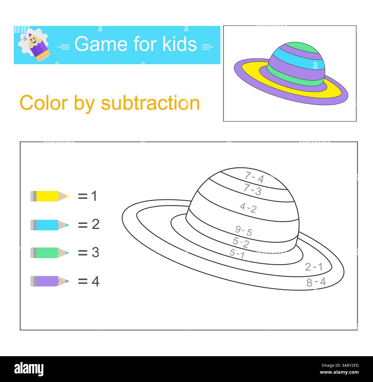 Color by subtraction. Math activity for kids. Developing numeracy ...