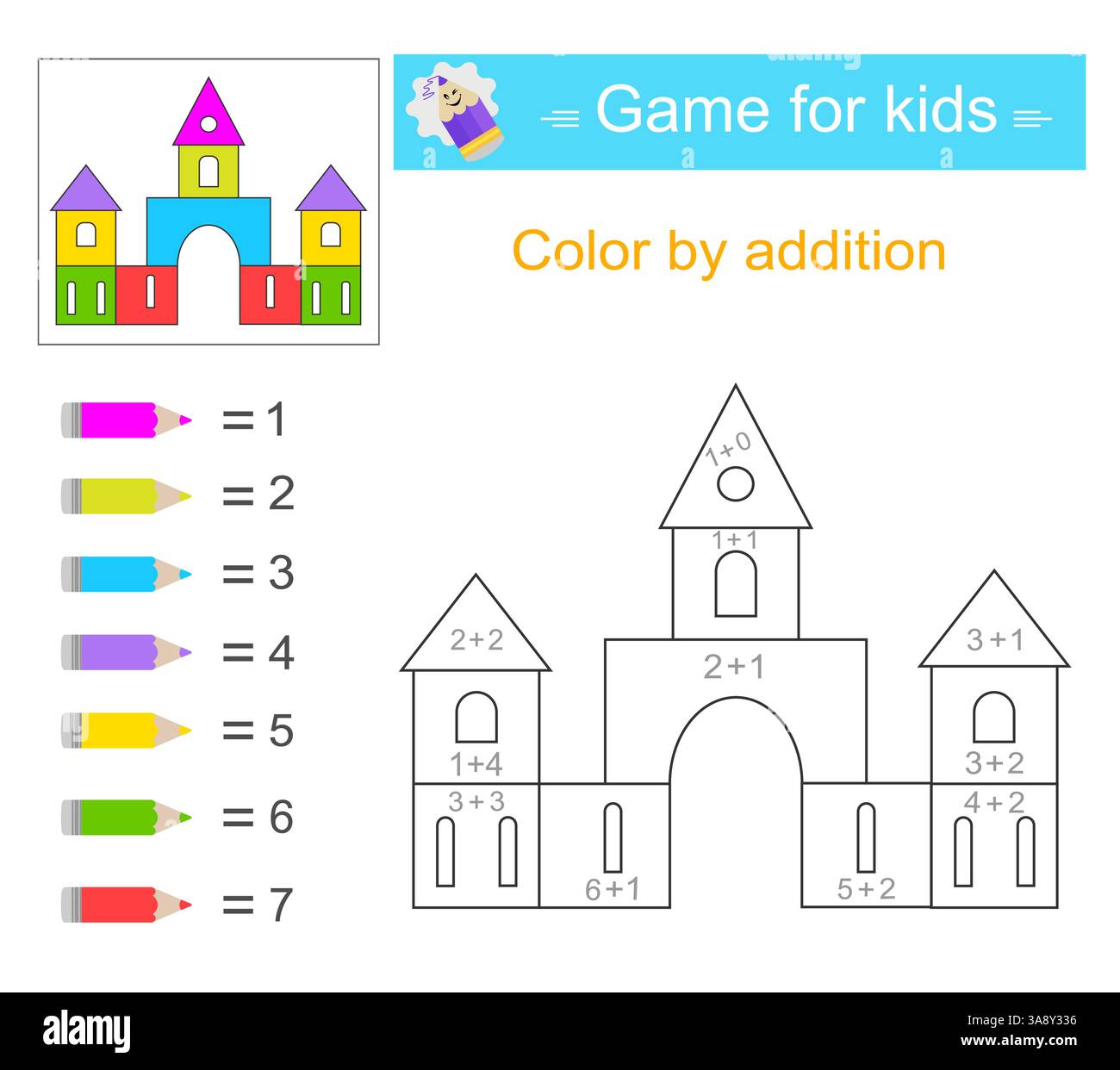 Color by addition. Math activity for kids. Developing numeracy skills ...