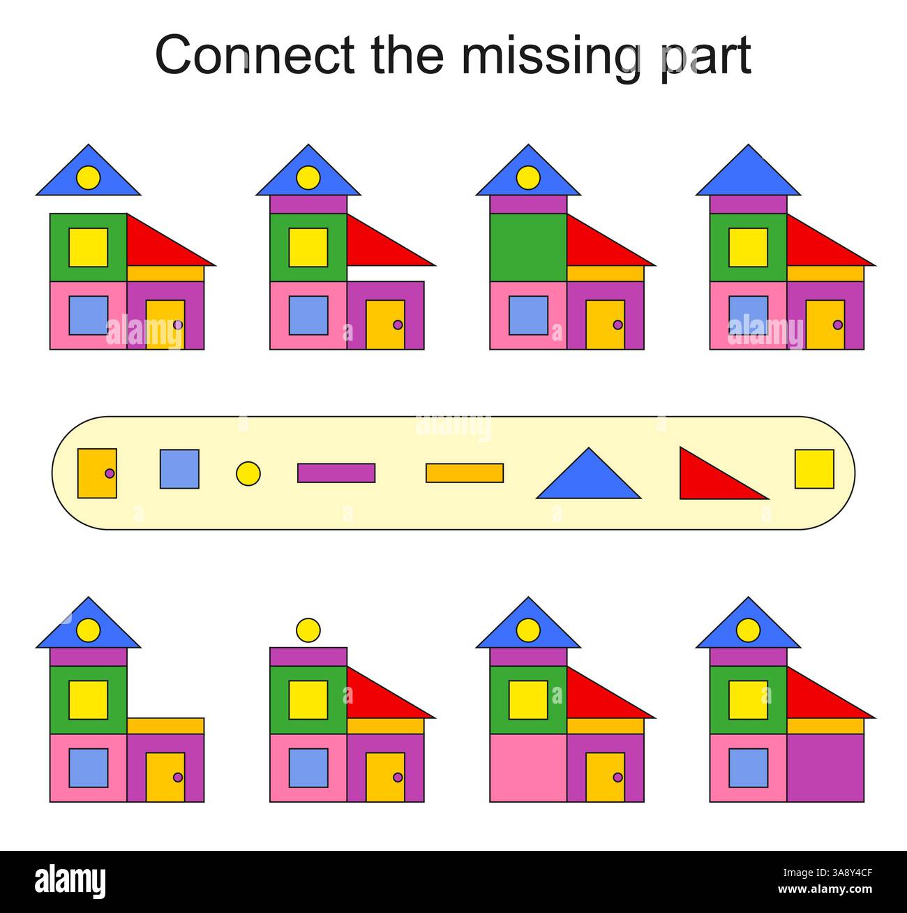 Educational game for children. Connect the missing part. Kids activity ...
