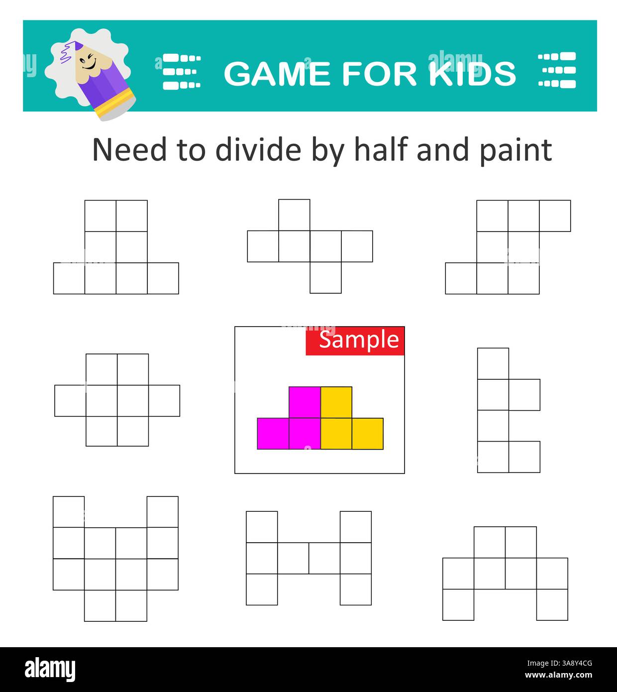 Logical puzzle game. Attention tasks for children. Need to divide by ...