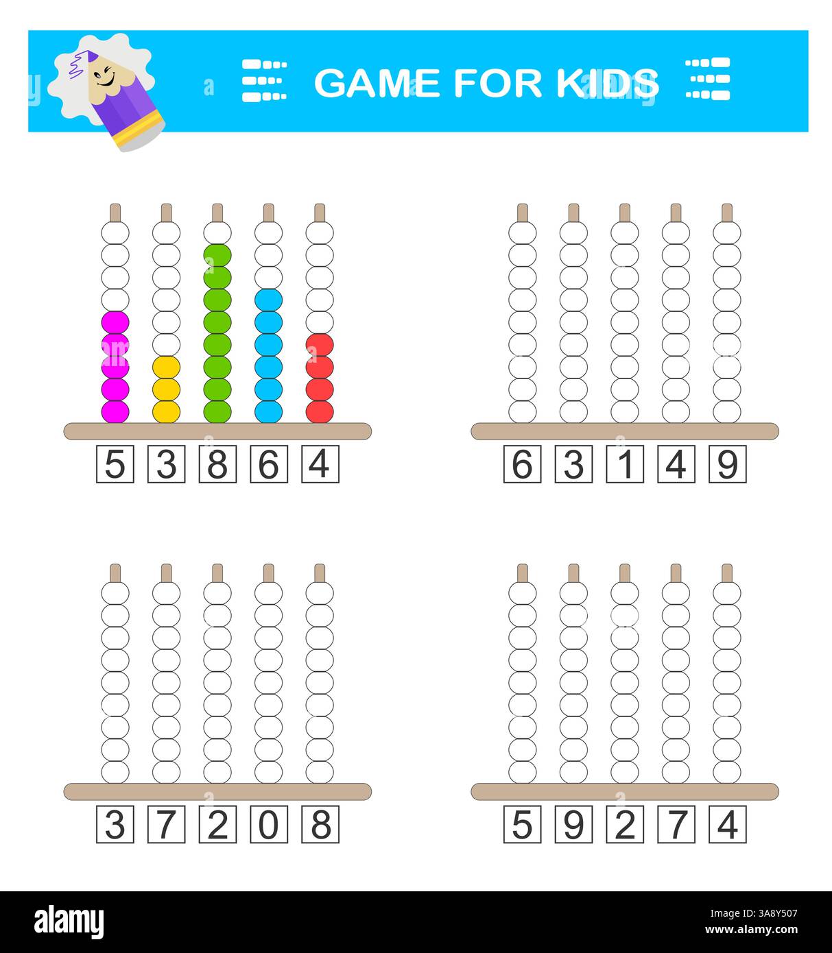 Math activity for kids. Developing numeracy skills. Number range up to ...
