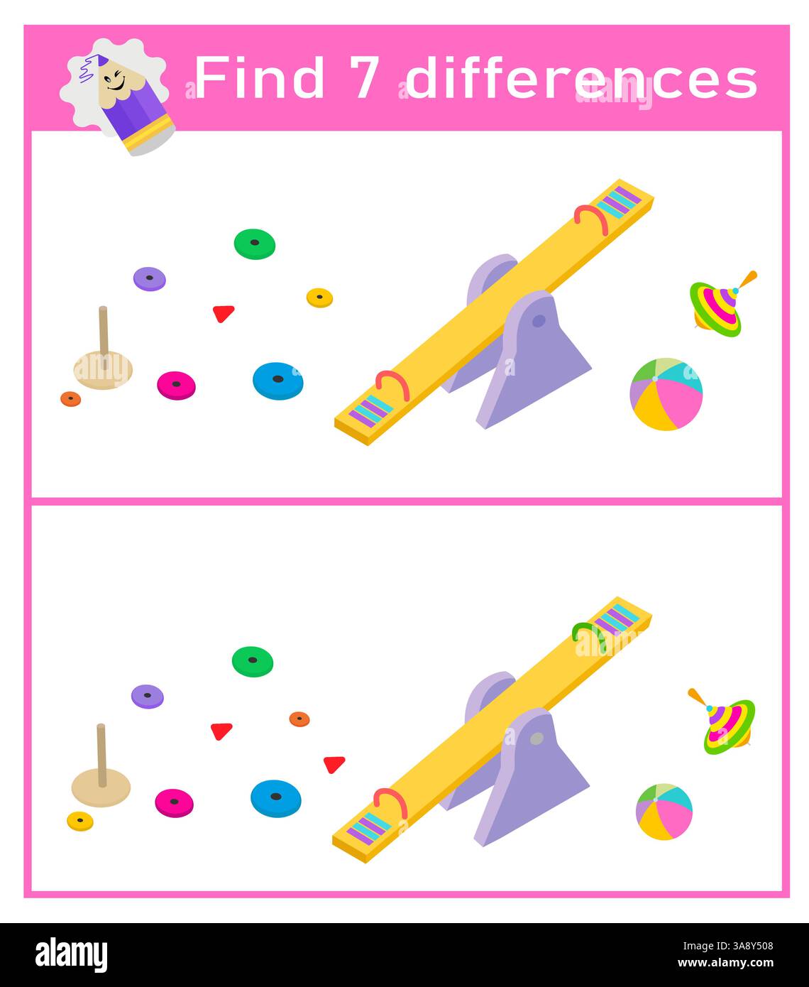 Find 7 differences. Logic puzzle game for children. Preschool worksheet ...