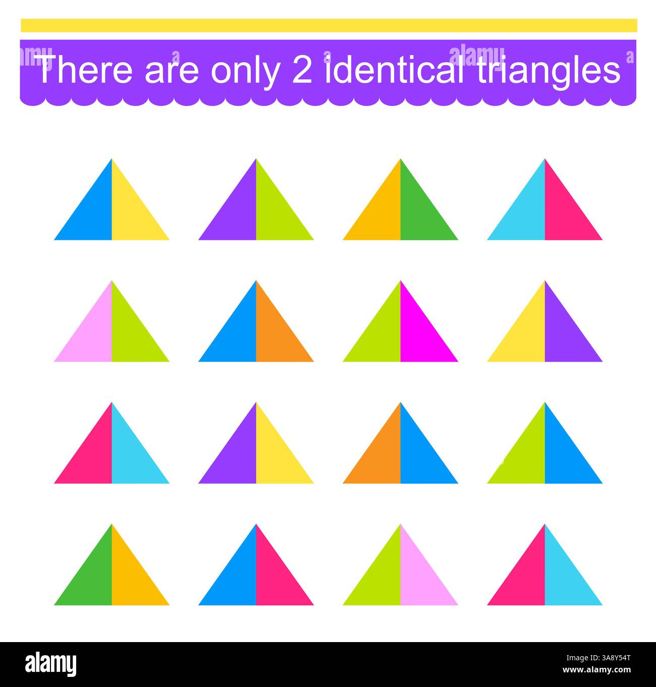 Educational game for kids. Need to find two identical triangles. Visual ...