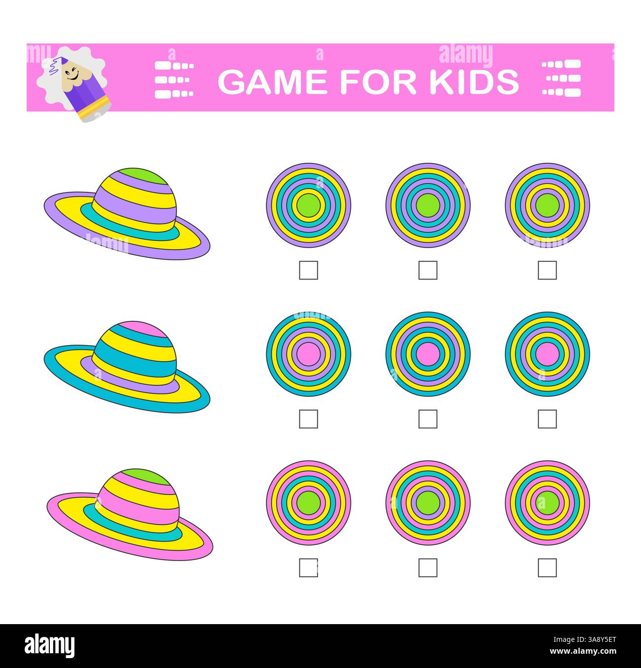 Logical puzzle game. Attention tasks for children. Need to find correct top view. IQ training ...