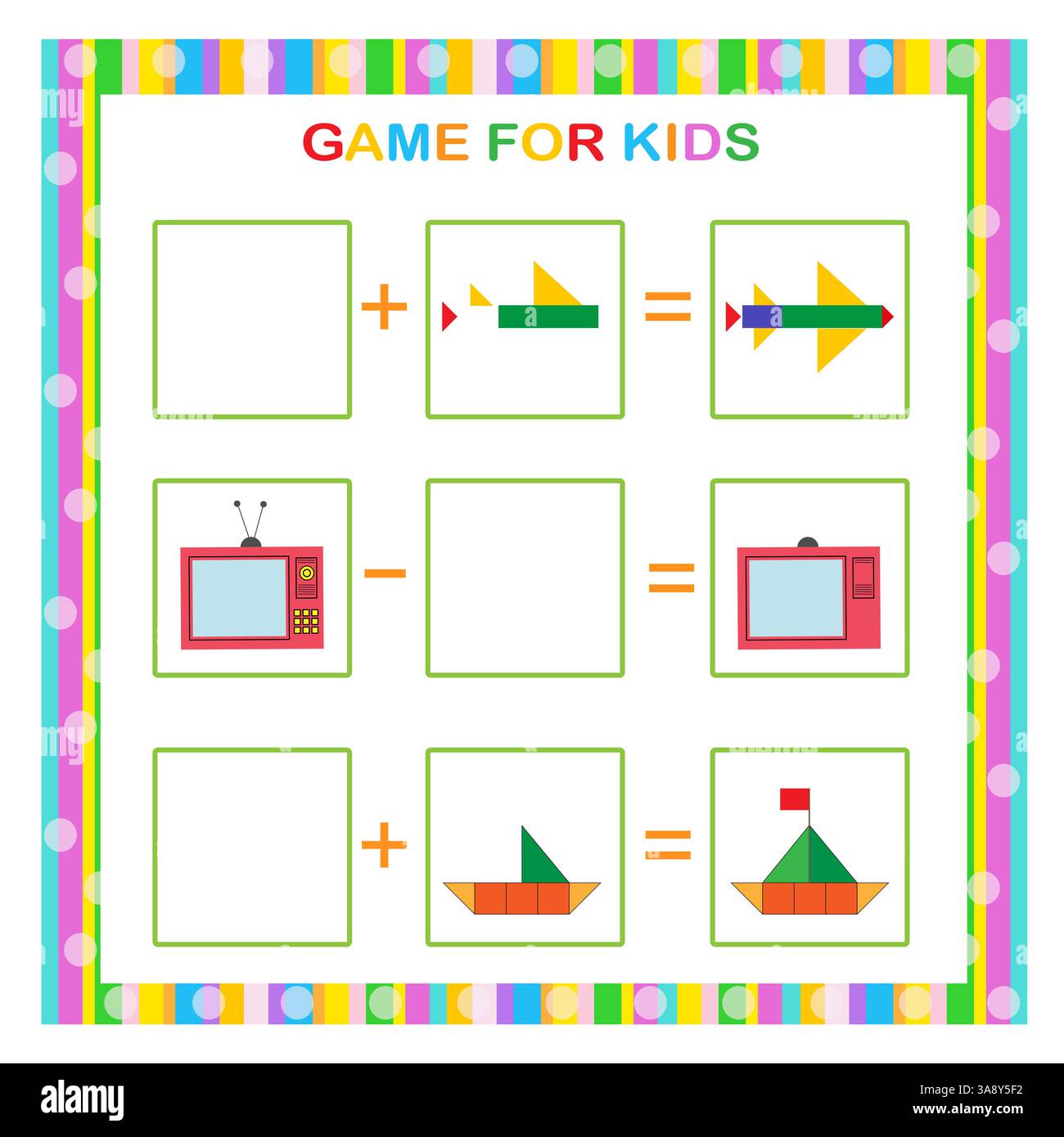 Educational game for kids. Find and draw the missing parts. Children ...