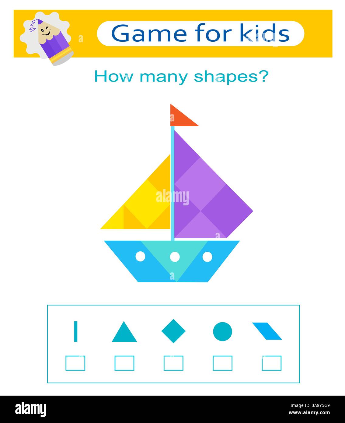 Math game for kids. Count how many triangles, rhombus, circles. Vector ...