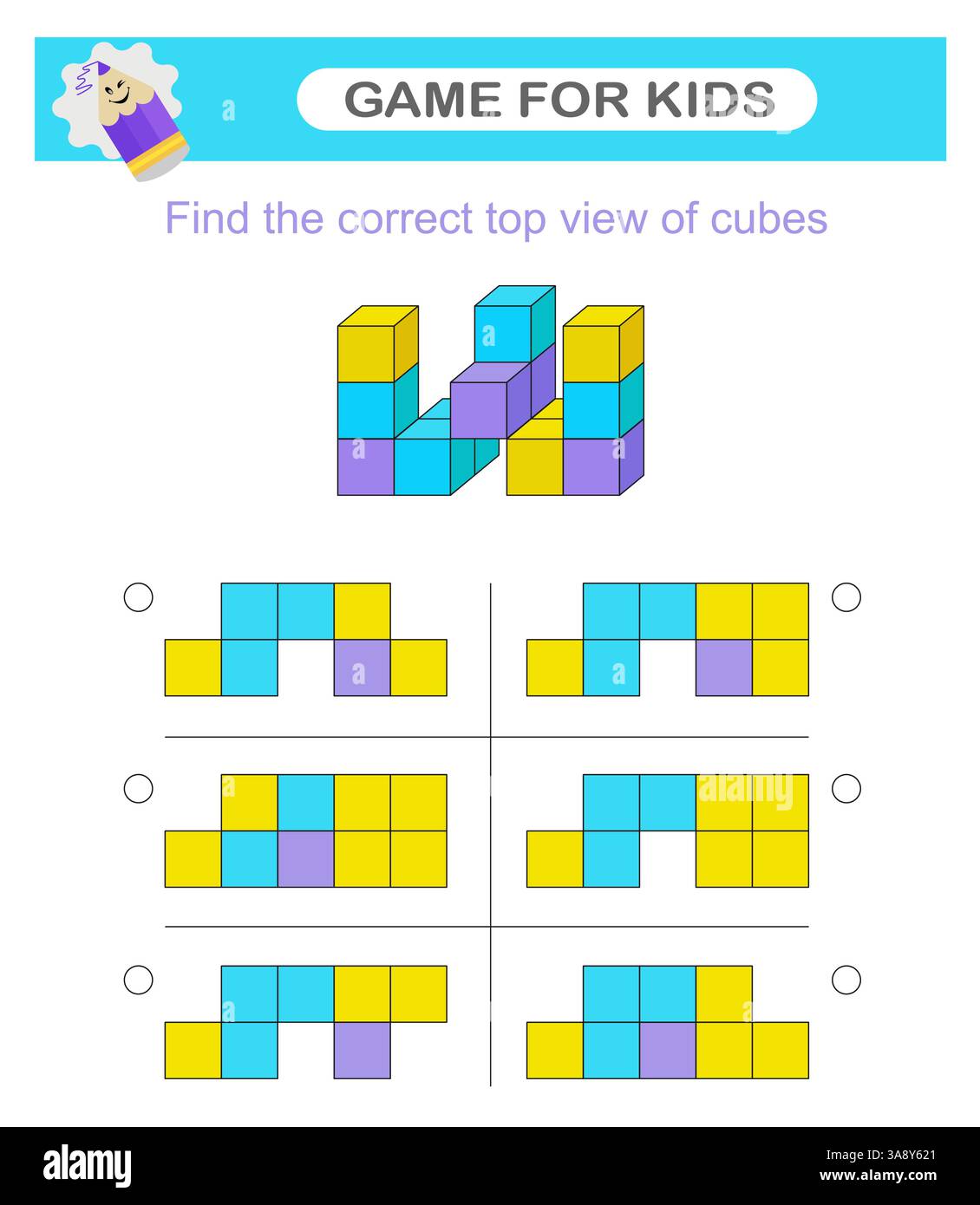 Find the correct top vıew of cubes. Logic game. Attention tasks for ...