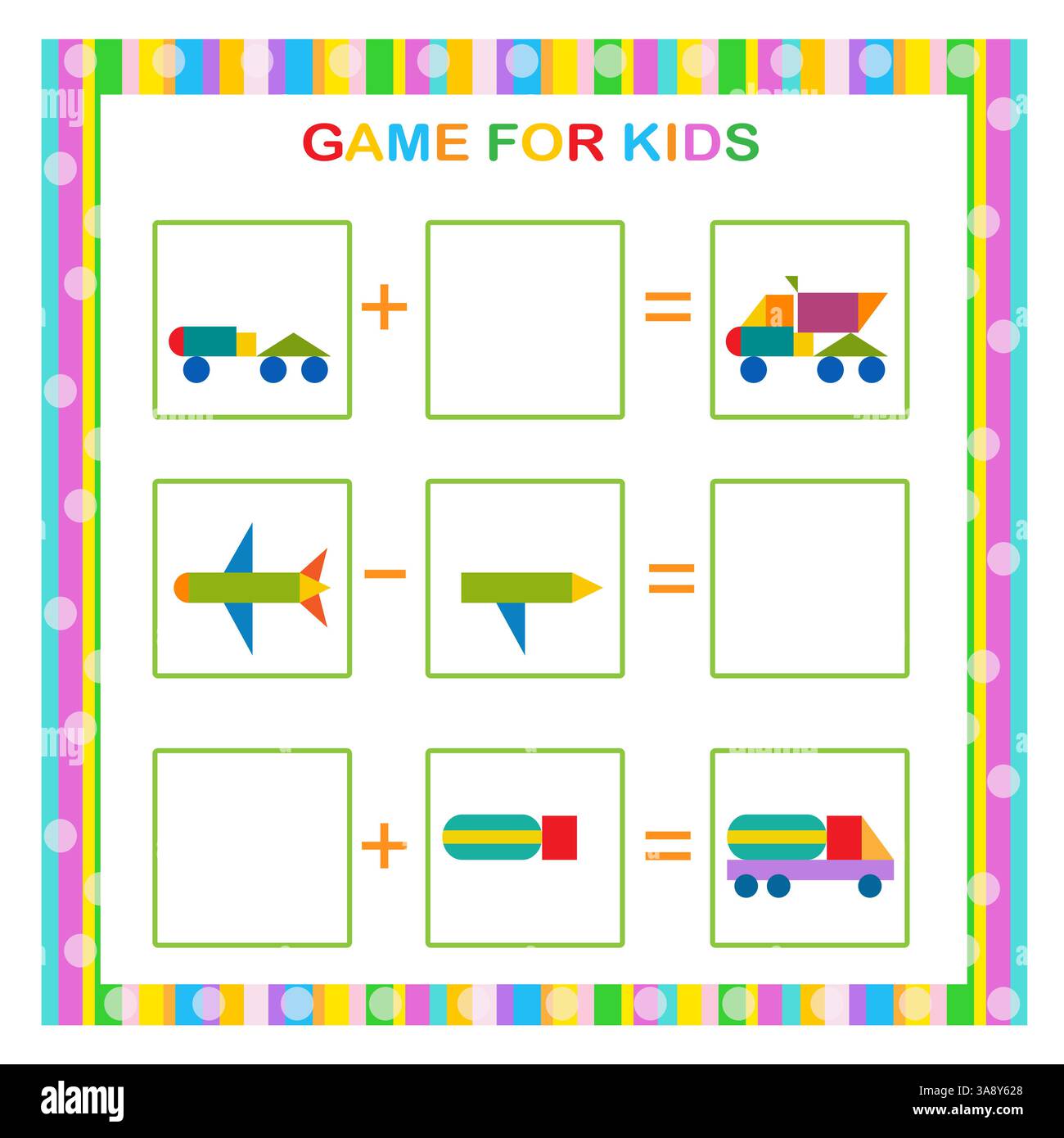Educational game for kids. Find and draw the missing parts. Children ...