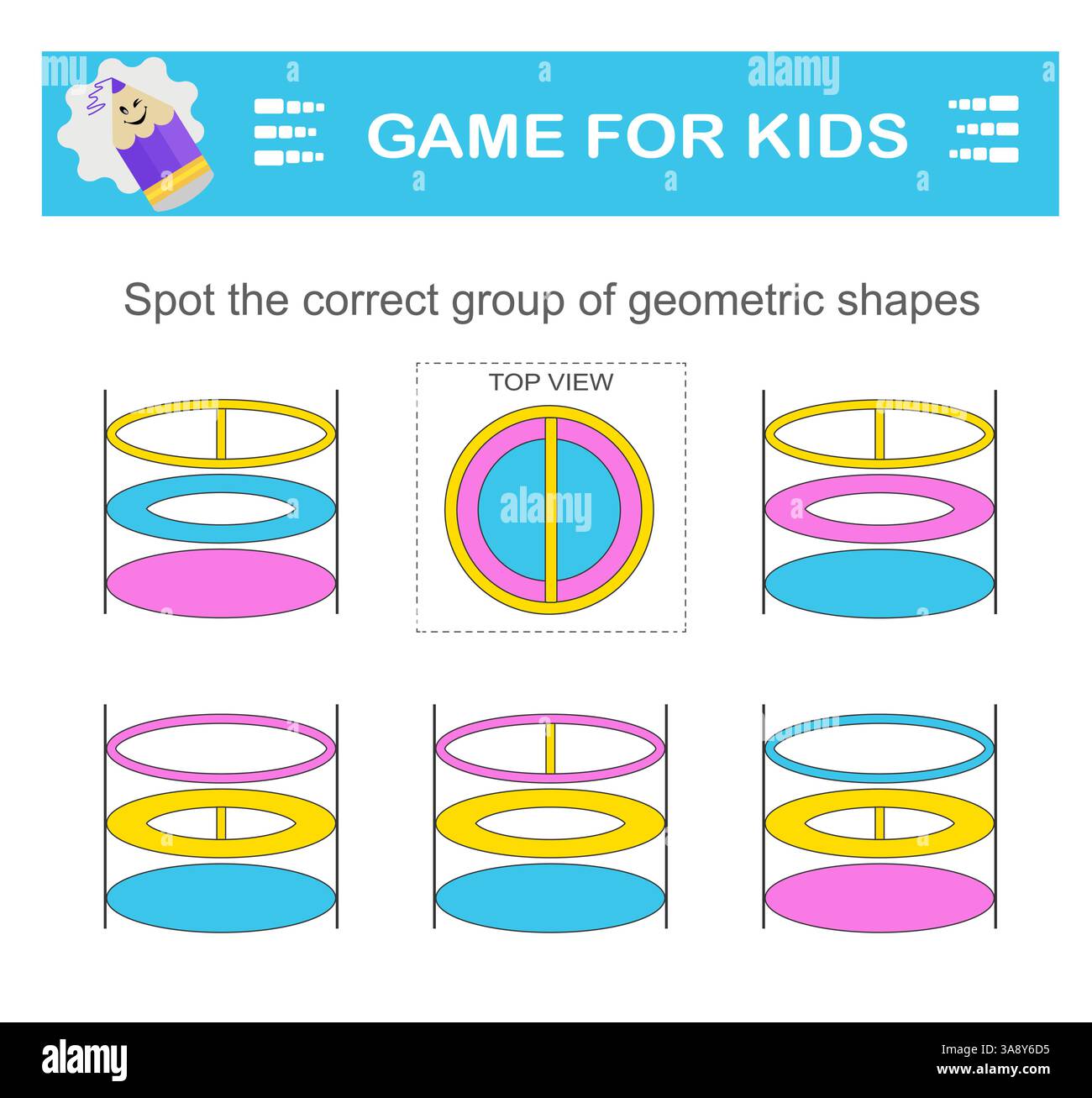 Find the correct group of geometric shapes. Logical game. Attention ...