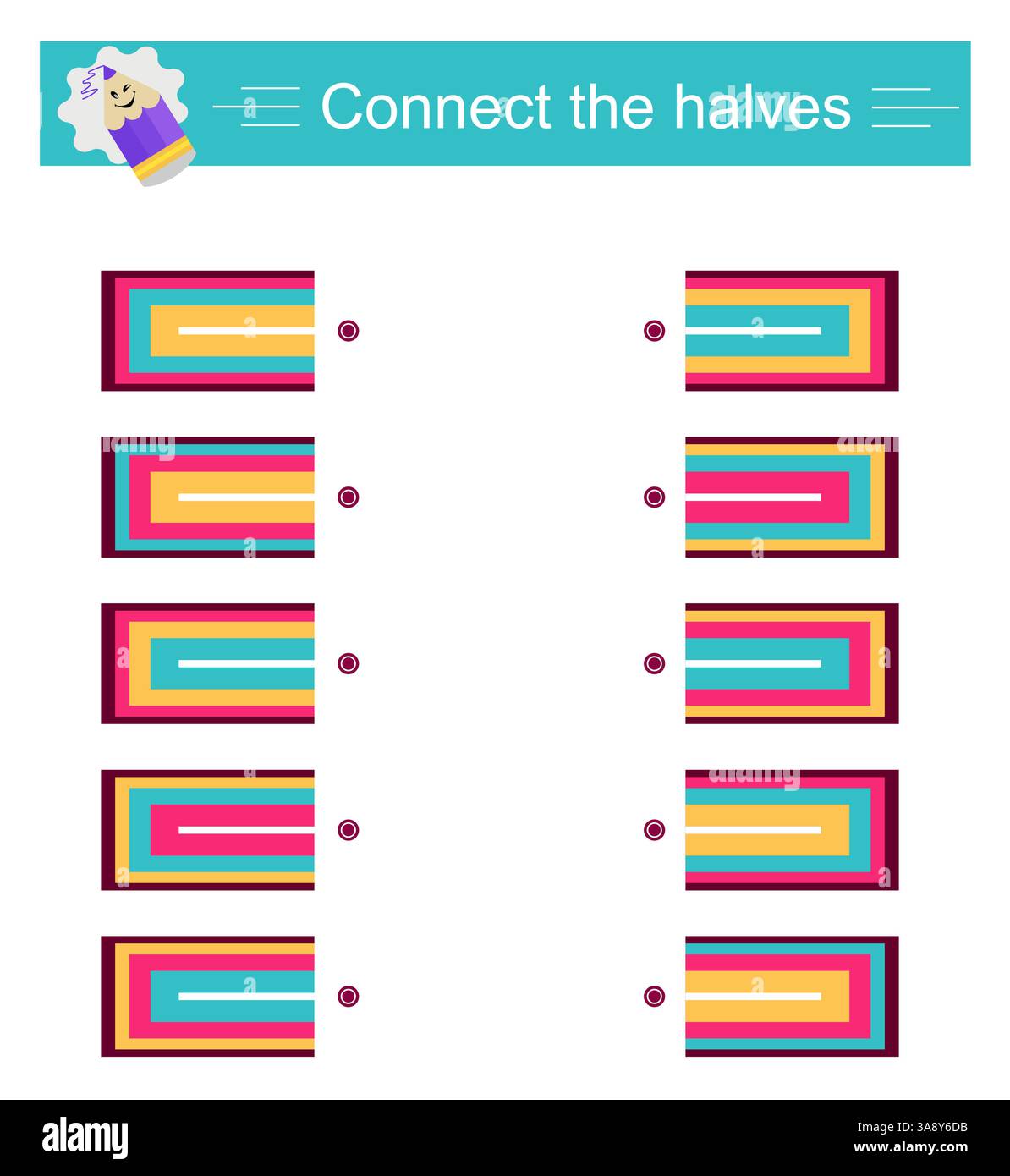 Logic game. Educational material for kids. Need to find the halves of ...