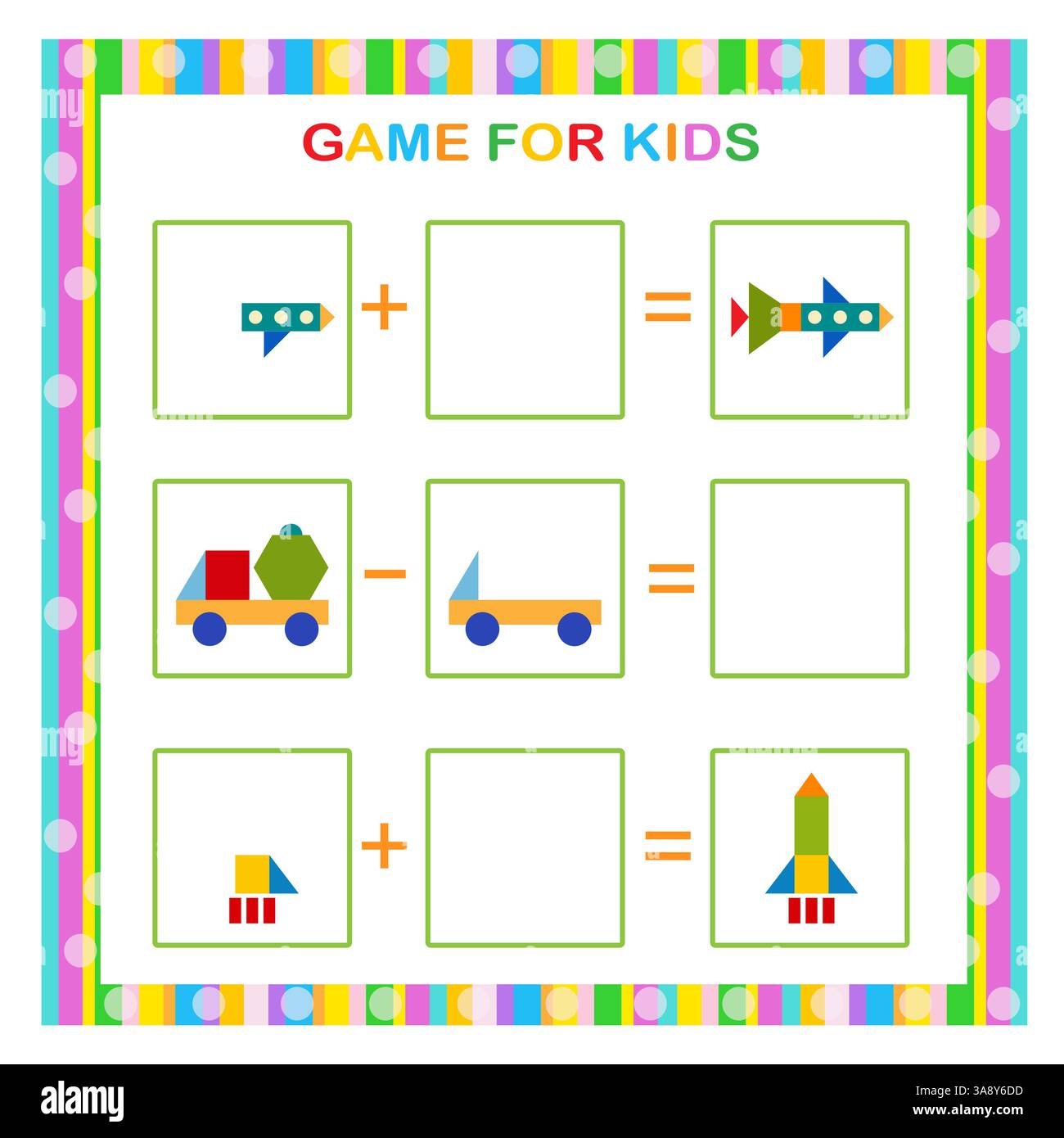 Educational game for kids. Find and draw the missing parts. Children ...