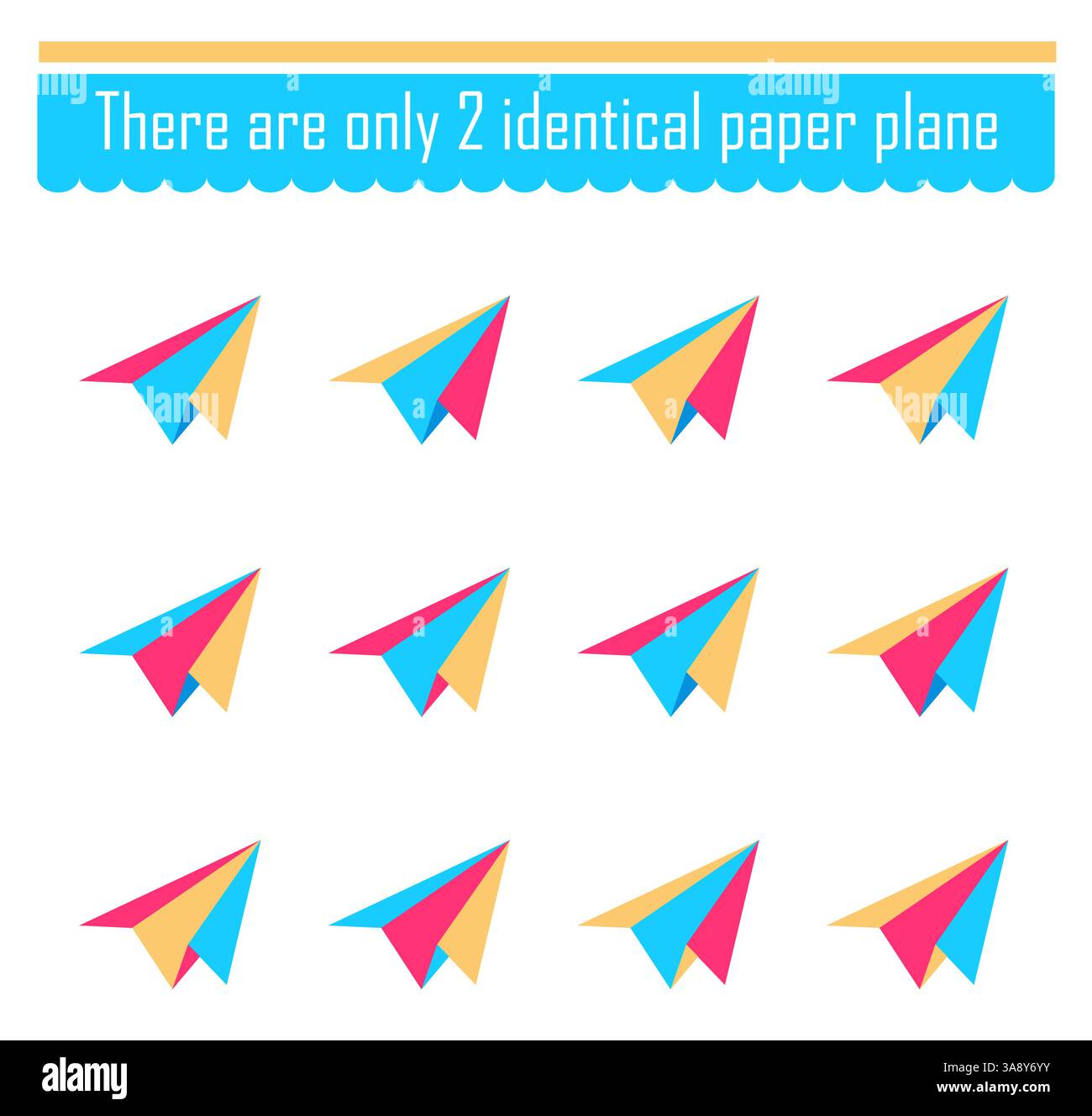 Logical game for children. Need to find two identical paper plane ...