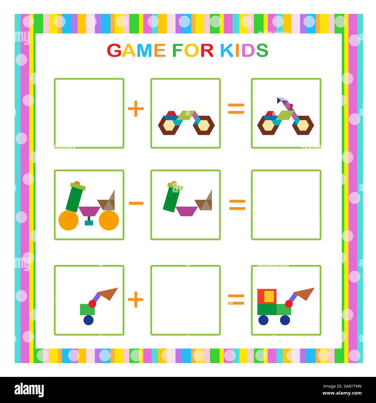 Educational game for kids. Find and draw the missing parts. Children ...