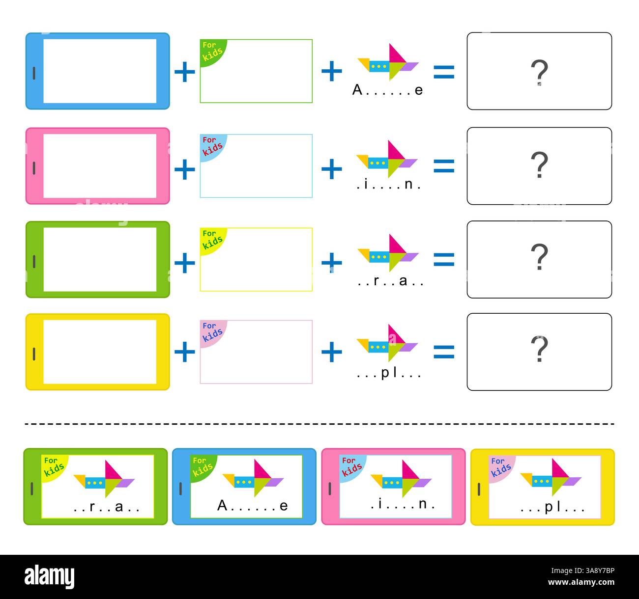 Logic game for children. Add up the elements and choose an answer ...