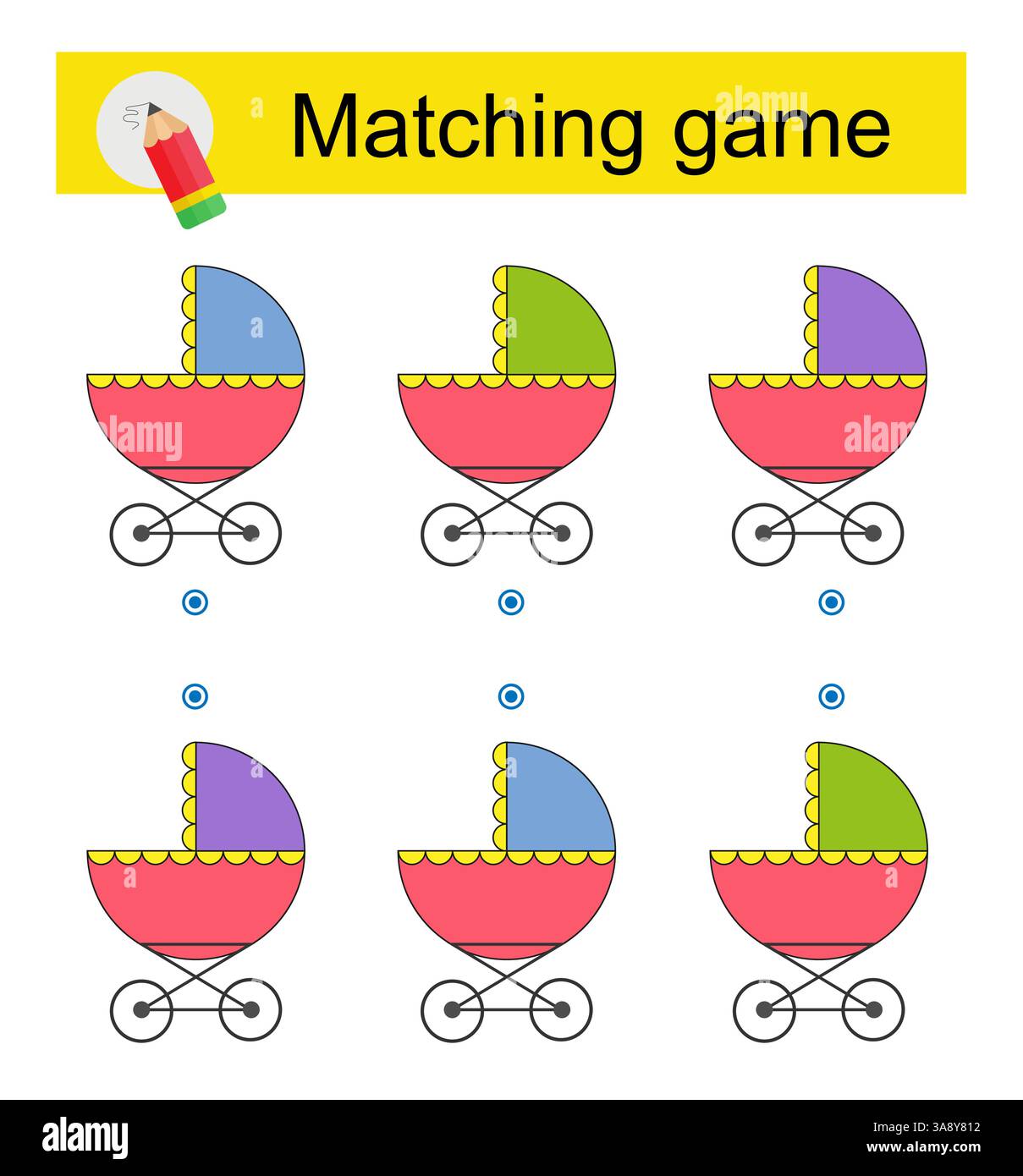 Matching game. Attention task for kids. Vector illustration of cartoon ...