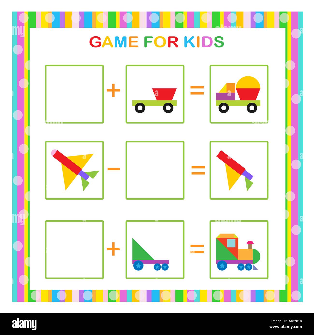 Educational game for kids. Find and draw the missing parts. Children ...