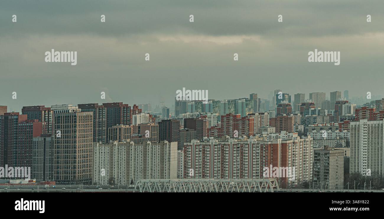 Moscow, Russia, 12, mart 2025: A big city a panorama of multi-storey ...