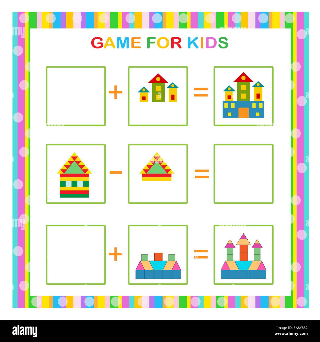 Educational game for kids. Find and draw the missing parts. Children ...