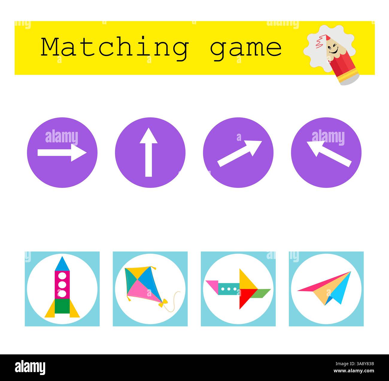 Fun educational kids game. Match objects with arrows. Activity for ...