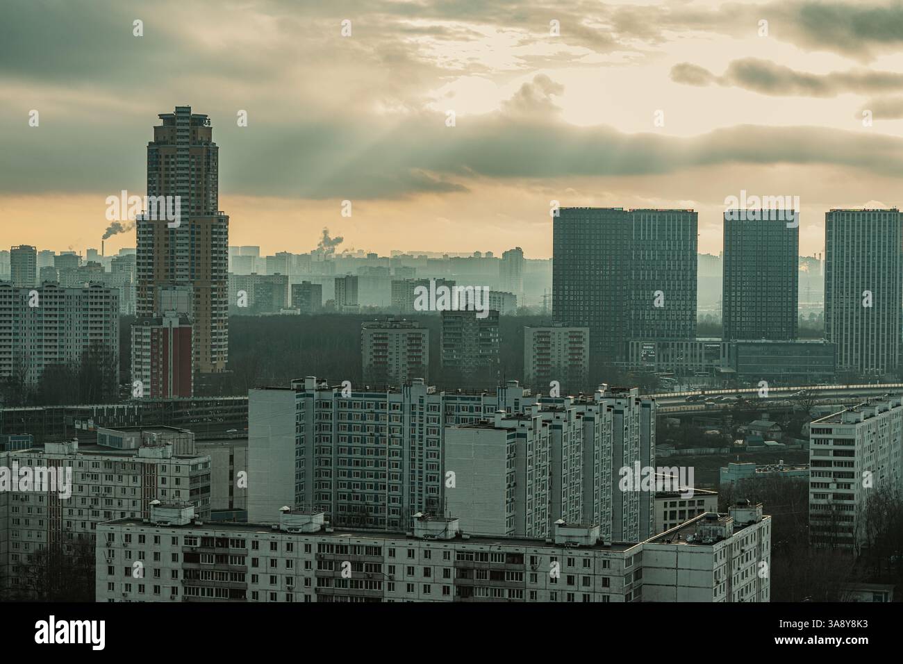 Moscow, Russia, 12, mart 2025: A big city a panorama of multi-storey ...