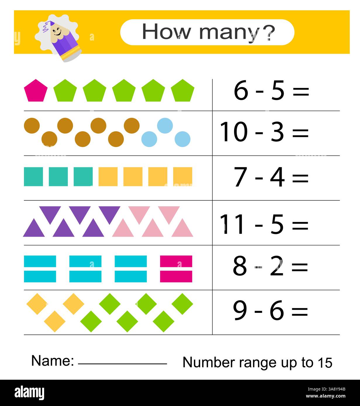 Math activity for kids. Developing numeracy skills. Number range up to ...