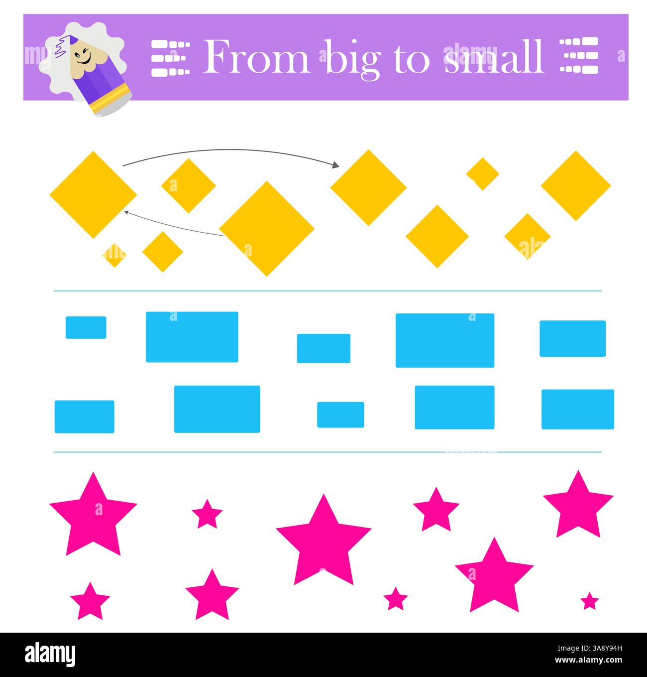 Form big to small. Puzzle game for kids. Attention tasks for children ...
