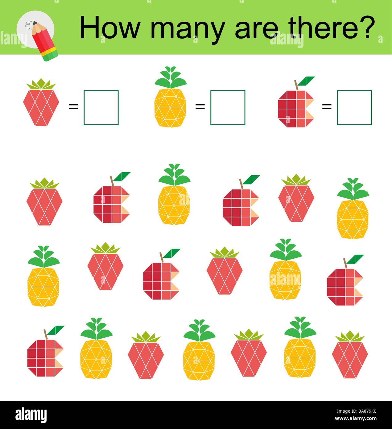 Math activity for kids. Developing numeracy skills. Cartoon strawberry ...