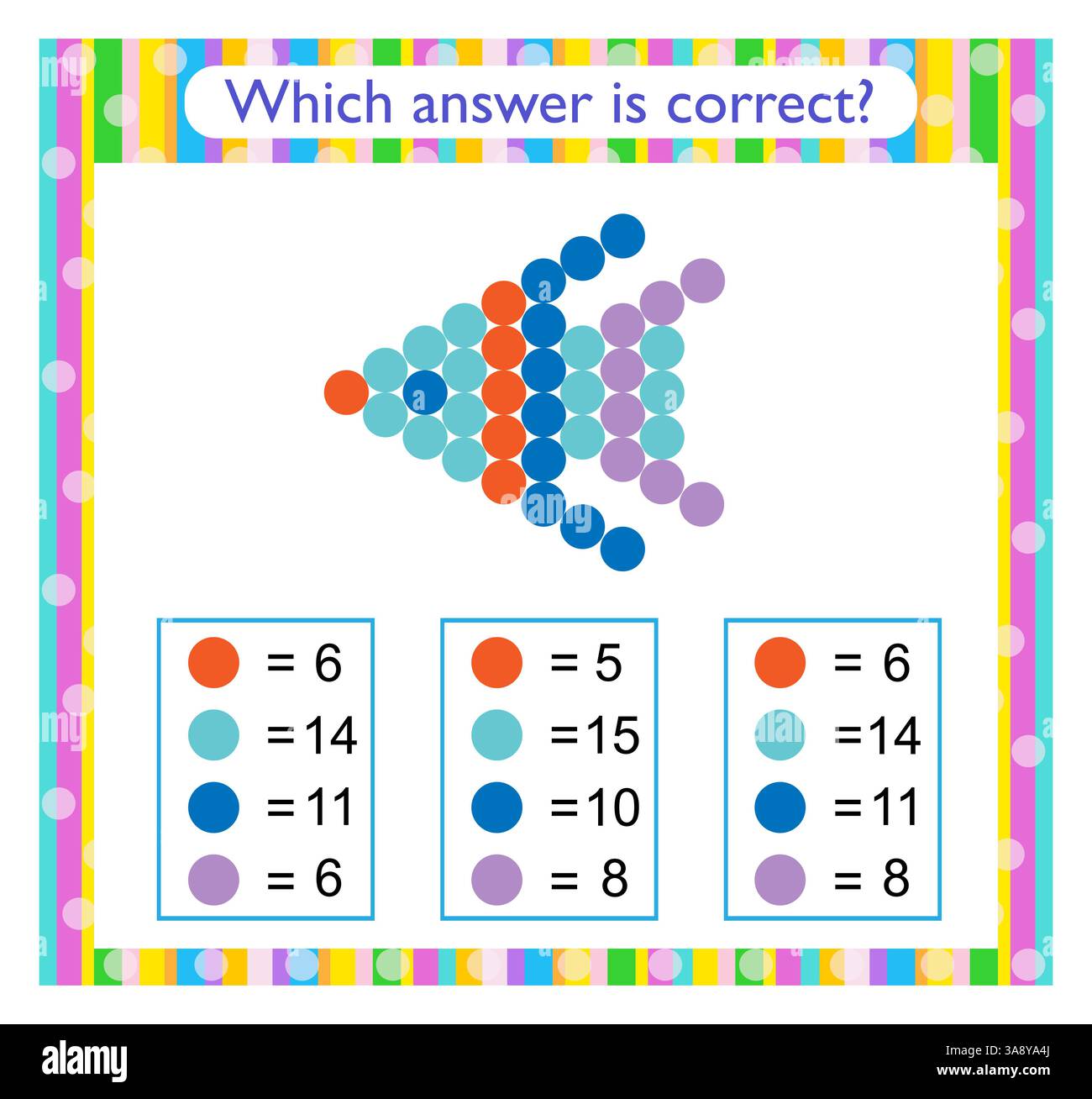 Math activity for kids. Preschool worksheet activity. Find the correct answer. Cartoon cute fish ...