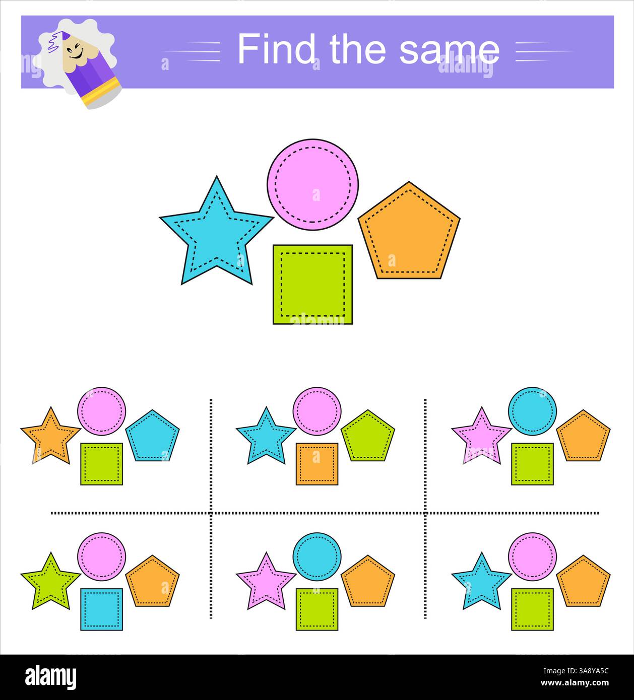 Puzzle game for kids. Task for development of attention and logic. Need to find same group of ...