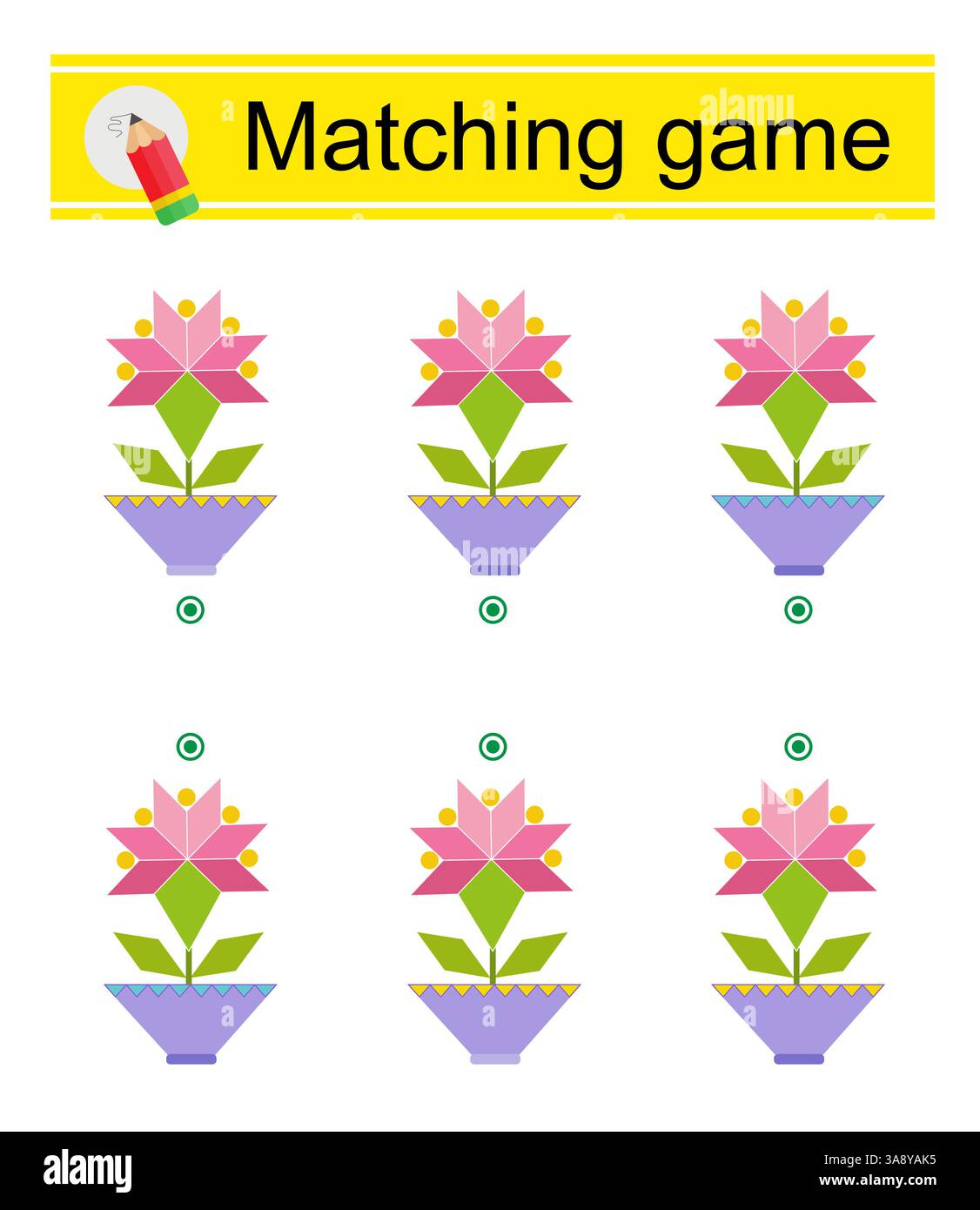 Matching game. Attention task for kids. Vector illustration of cartoon ...