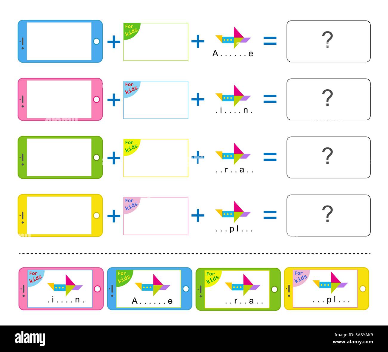 Logic game for children. Add up the elements and choose an answer ...