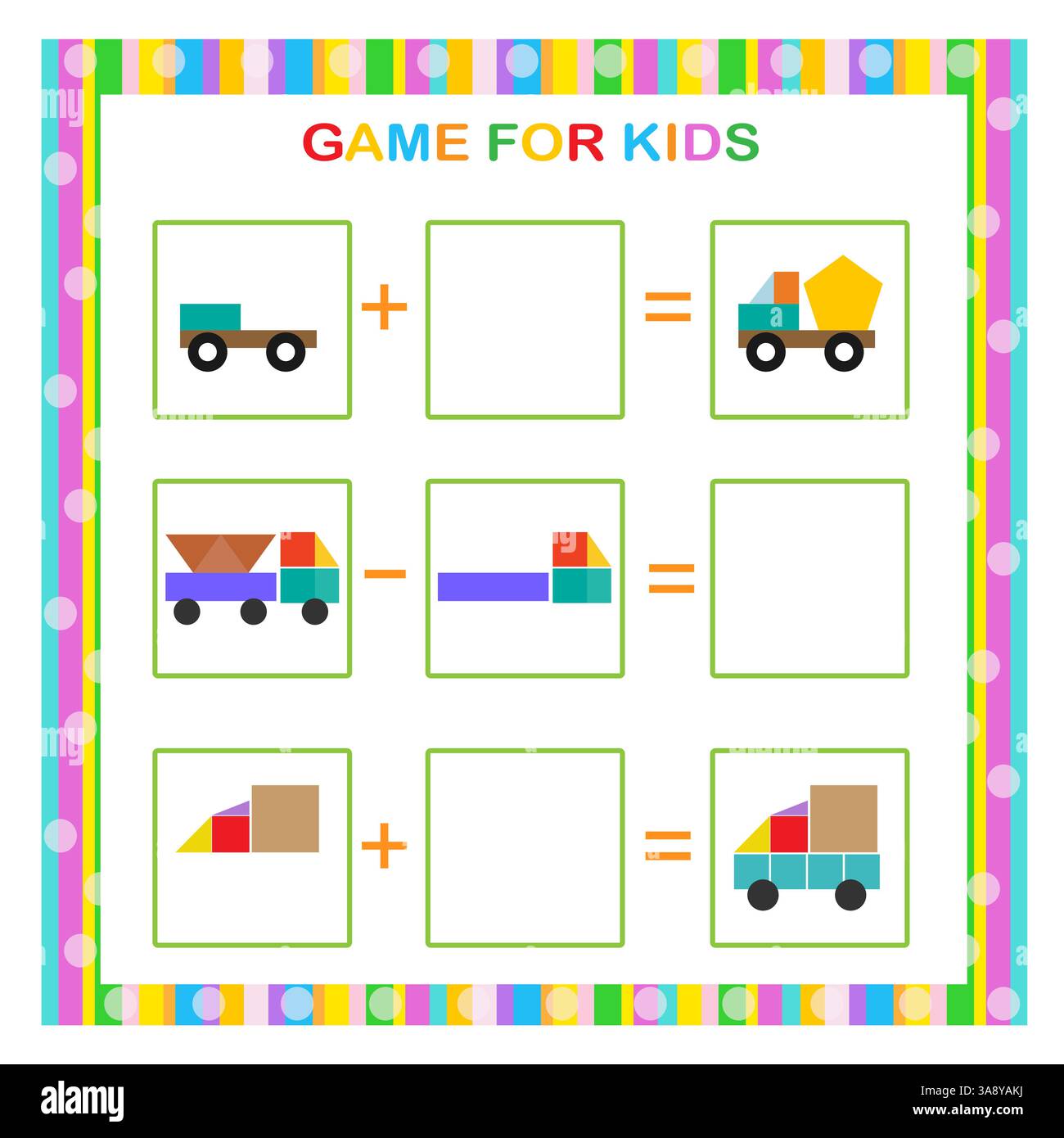 Educational game for kids. Find and draw the missing parts. Children ...