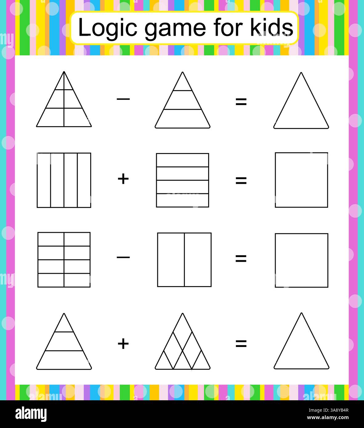 Logic game for kids. Find and draw the missing parts. Children activity ...