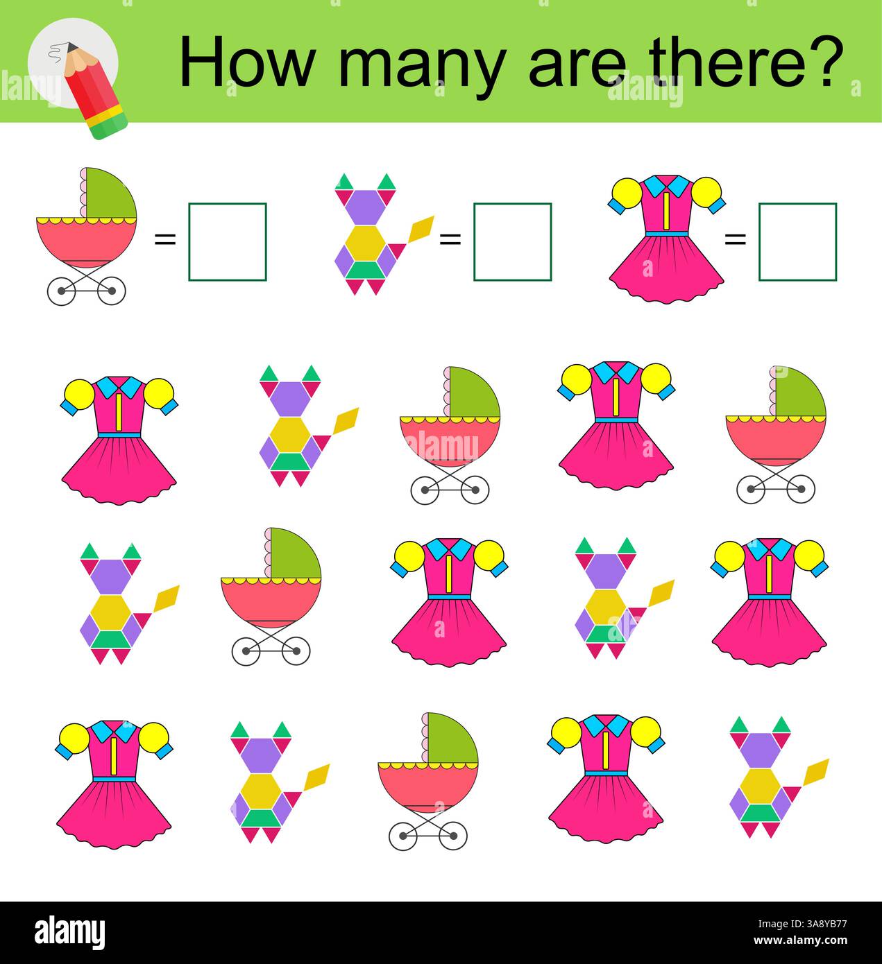 Math activity for kids. Developing numeracy skills. Cartoon baby ...
