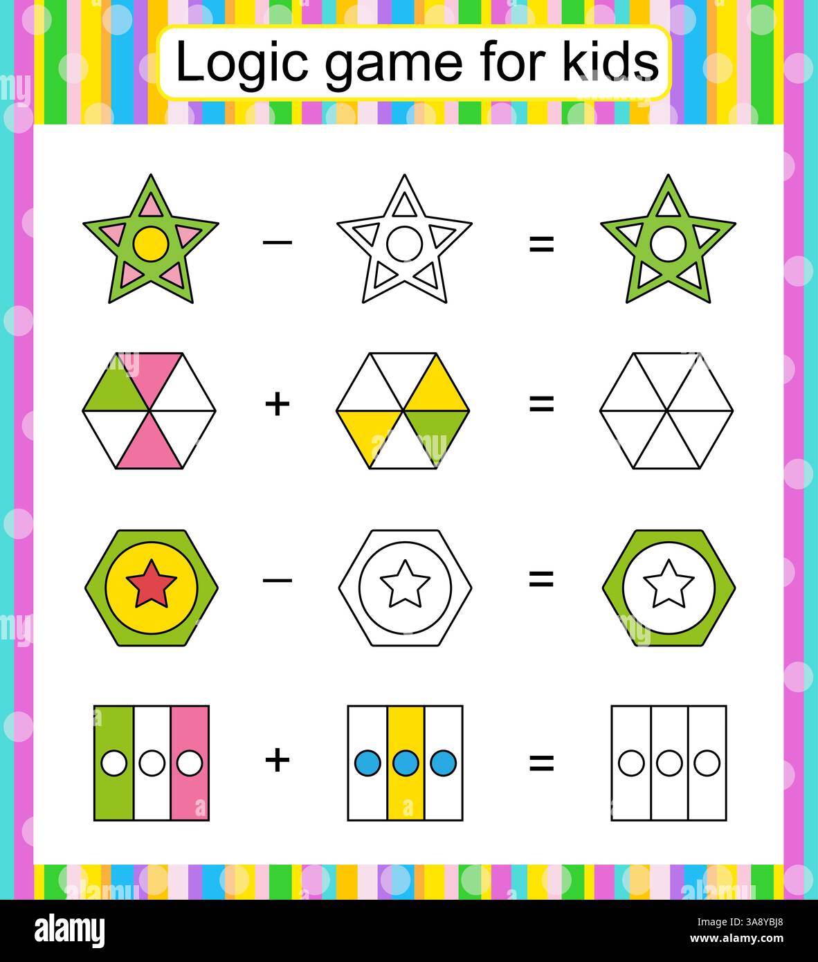 Logic game for kids. Find and color the missing parts. Children ...