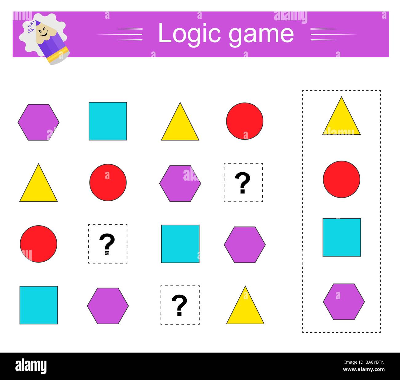 Logic game. IQ training test. Printable worksheet. Vector illustration ...