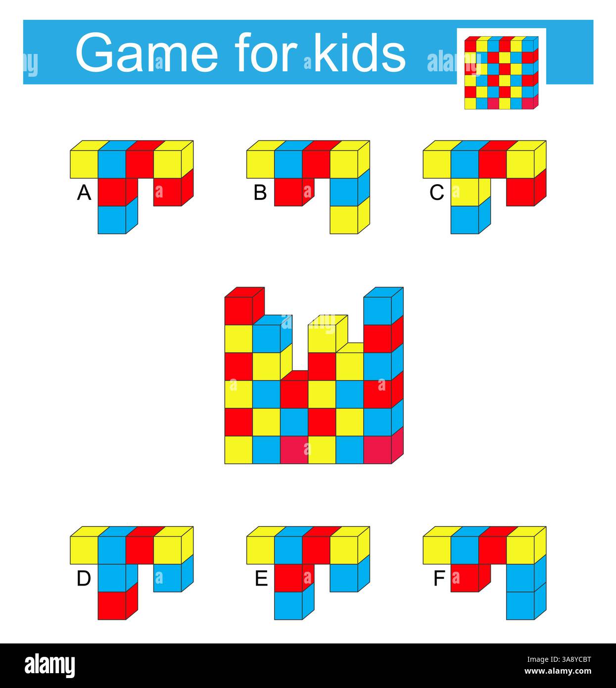 Logıc puzzle. Fınd the correct part of cubes. Match by cubes. Vector ...