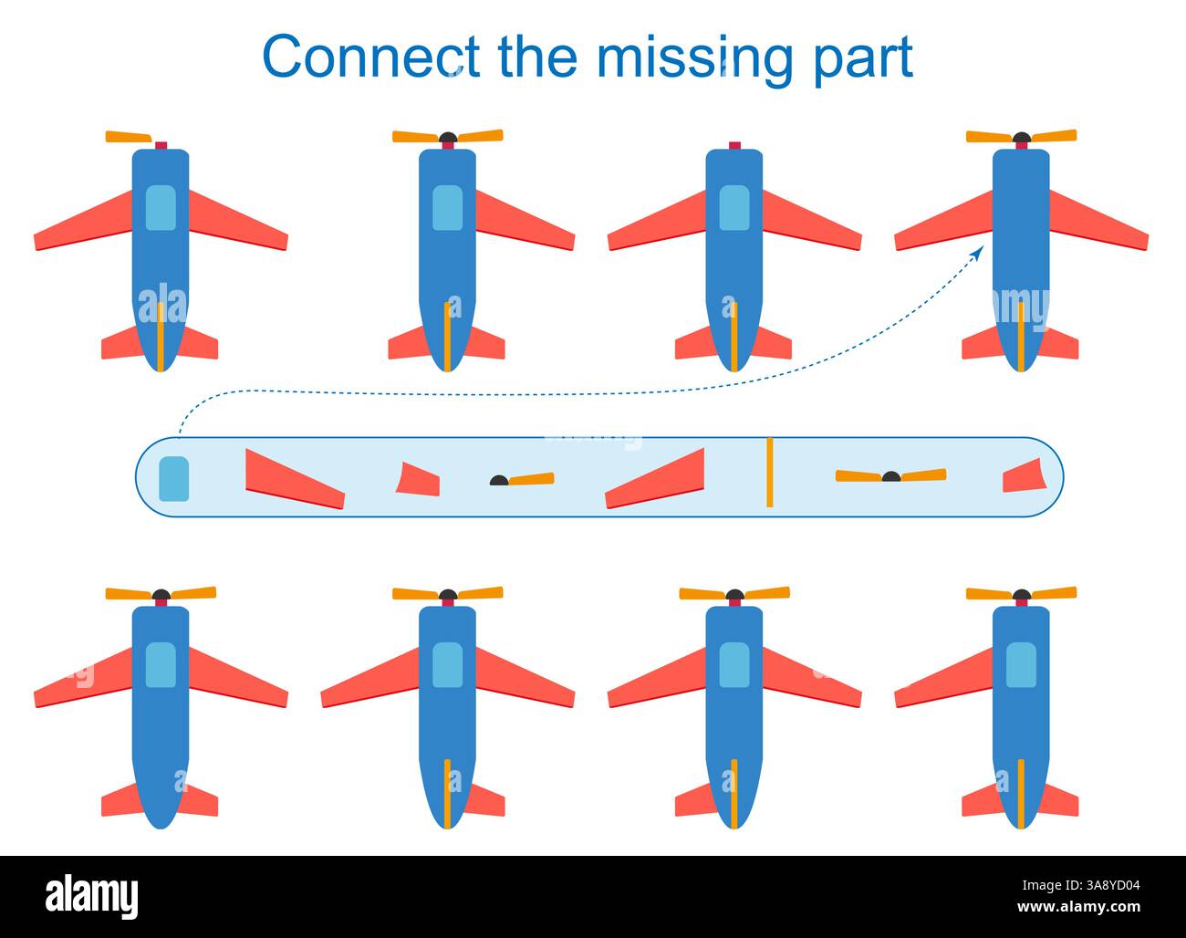 Educational game. Connect the missing part. Kids activity sheet. Vector ...