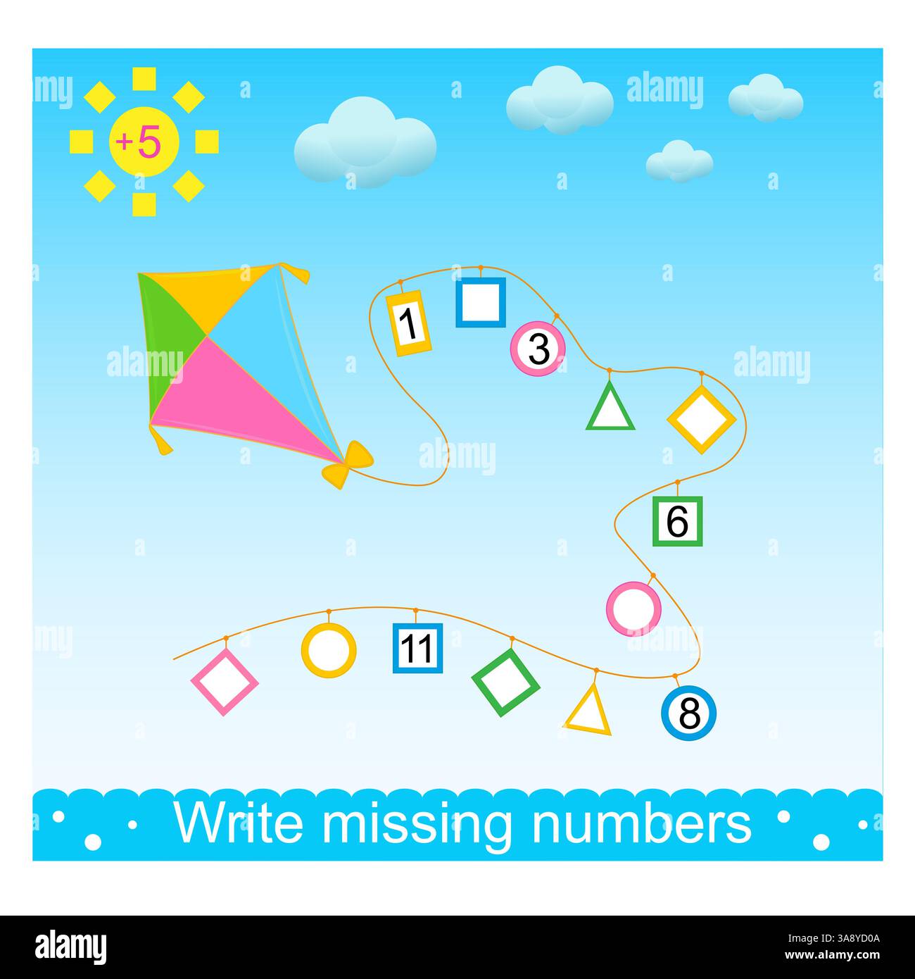 Math activity for children. Write missing numbers. Developing numeracy ...