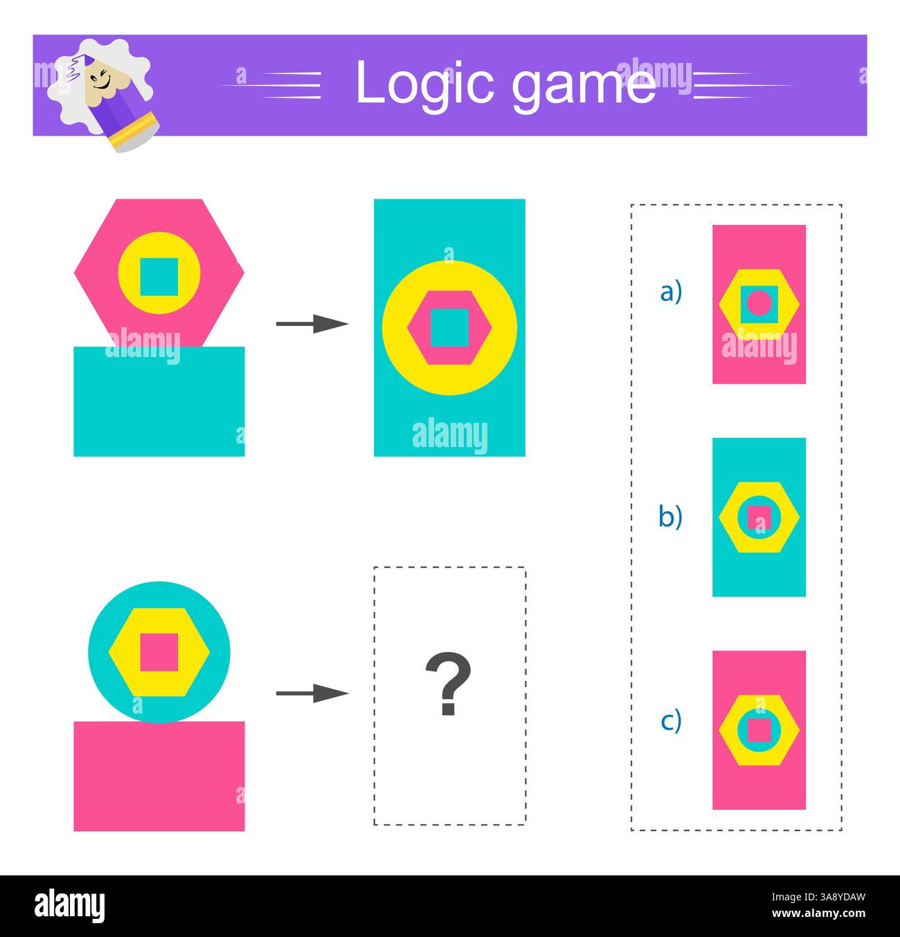 Logic game. IQ training test. Printable worksheet. Vector illustration ...